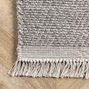 nuLOOM Ashton Simple Wool Tassel Area Rug, 3' x 5', Grey