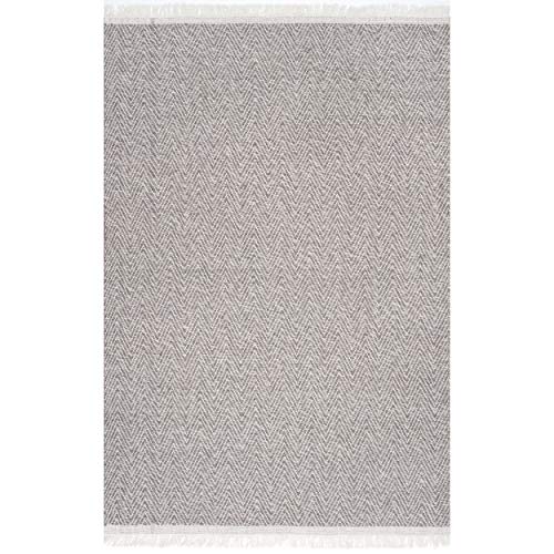 nuLOOM Ashton Simple Wool Tassel Area Rug, 3' x 5', Grey