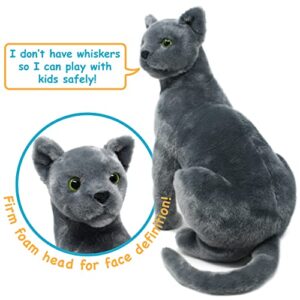 VIAHART Rae The Russian Blue Cat - 12 Inch Grey Stuffed Animal Plush Gray Cat - by Tiger Tale Toys