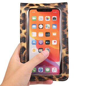 Clear Window Leopard Touch Screen Crossbody Phone Bag Shoulder Pouch for Samsung Galaxy S23 S22+ S21 FE S20 FE S10e S10 Plus S9 S8 Plus A53 A01 A33 5G A20 A30s A50 A51 A52 A32