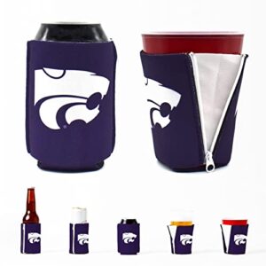 zipsip kansas state university wildcat adjustable koozies all in 1 - reusable can cooler insulated - beer coozies for bottles, cans and slim cans - iced coffee sleeve - neoprene sleeve (purple)