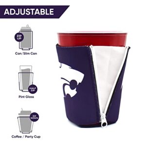 ZipSip Kansas State University Wildcat Adjustable Koozies All in 1 - Reusable Can Cooler Insulated - Beer Coozies for Bottles, Cans and Slim Cans - Iced Coffee Sleeve - Neoprene Sleeve (Purple)