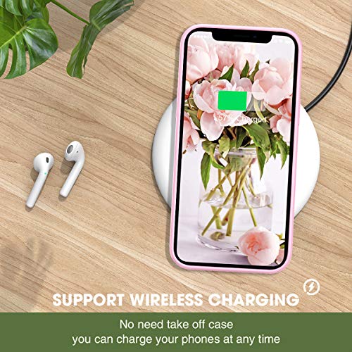 zelaxy Case Compatible with iPhone 12/ iPhone 12 Pro, Liquid Silicone Rubber Gel Case with Screen Protector Pink