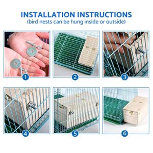 Hurricom Pet Wood Cage,Parakeet Nesting Box, Bird Nest Breeding Box Cage Wood House for Finch Lovebirds Cockatiel Budgie Conure Parrot