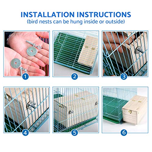 Hurricom Pet Wood Cage,Parakeet Nesting Box, Bird Nest Breeding Box Cage Wood House for Finch Lovebirds Cockatiel Budgie Conure Parrot