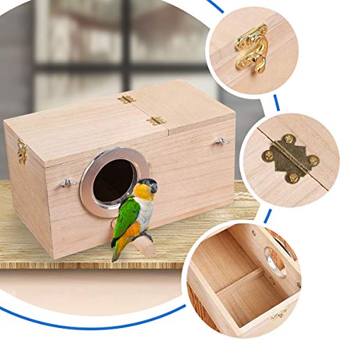 Hurricom Pet Wood Cage,Parakeet Nesting Box, Bird Nest Breeding Box Cage Wood House for Finch Lovebirds Cockatiel Budgie Conure Parrot