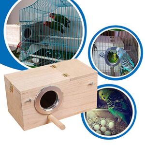 Hurricom Pet Wood Cage,Parakeet Nesting Box, Bird Nest Breeding Box Cage Wood House for Finch Lovebirds Cockatiel Budgie Conure Parrot