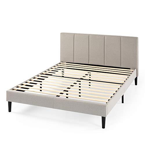 ZINUS Maddon Upholstered Platform Bed Frame / Mattress Foundation / Wood Slat Support / No Box Spring Needed / Easy Assembly, Beige, Queen