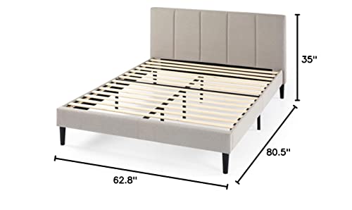 ZINUS Maddon Upholstered Platform Bed Frame / Mattress Foundation / Wood Slat Support / No Box Spring Needed / Easy Assembly, Beige, Queen