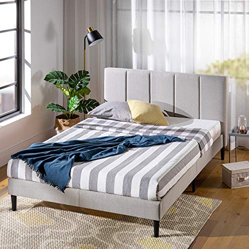 ZINUS Maddon Upholstered Platform Bed Frame / Mattress Foundation / Wood Slat Support / No Box Spring Needed / Easy Assembly, Beige, Queen