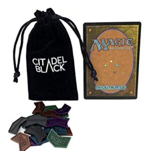 Citadel Black MTG Keyword Counters Set of 24 Metal Tokens - with Velvet Drawstring Pouch, Antique Metal Finish Tokens, Magic: The Gathering, New 2022 Update