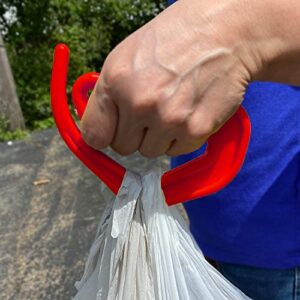 Totasak Grocery Bag Carrier (2-Pack Red) - Multiple Shopping Bag Holder Handle - Durable Lightweight Multi Purpose Secondary Handle Tool