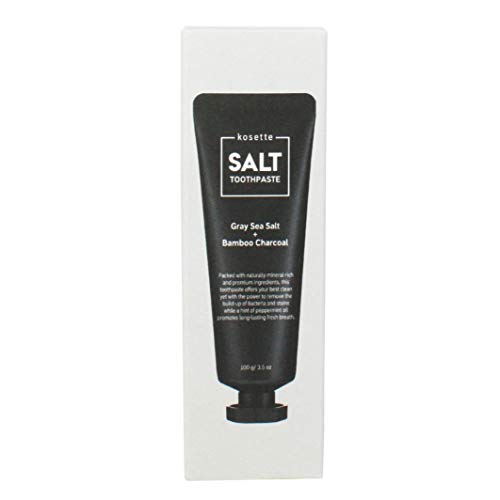 Kosette Salt Toothpaste 100g, Activated Charcoal Toothpaste - Teeth Whitening & Deep Clean with Premium Ingredients - Gray Sea Salt, Bamboo Charcoal, Fresh Peppermint | No Black Residue | Vegan