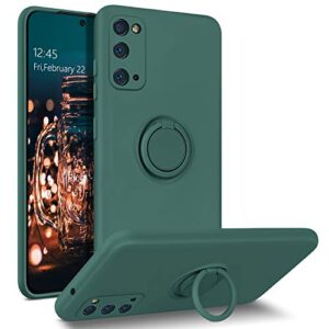 bentoben galaxy s20 case, phone case samsung s20 5g 2020,slim silicone | 360° ring holder kickstand | support car mount | soft rubber hybrid hard protection shockproof bumper non-slip cover,dark green