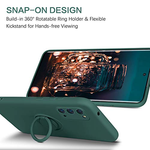 BENTOBEN Galaxy S20 Case, Phone Case Samsung S20 5G 2020,Slim Silicone | 360° Ring Holder Kickstand | Support Car Mount | Soft Rubber Hybrid Hard Protection Shockproof Bumper Non-Slip Cover,Dark Green