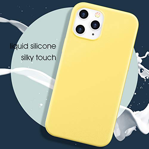 MILPROX Compatible with iPhone 12 Case and iPhone 12 Pro Silicone Cases (2020), Microfiber Cloth Lining Silicone Gel Shell Case - Lemon Yellow