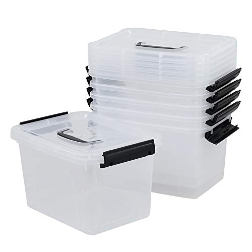 Innouse 6 Quart Clear Latching Storage Bin, Plastic Storage Box with Handle, Set of 6