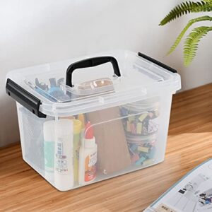 Innouse 6 Quart Clear Latching Storage Bin, Plastic Storage Box with Handle, Set of 6