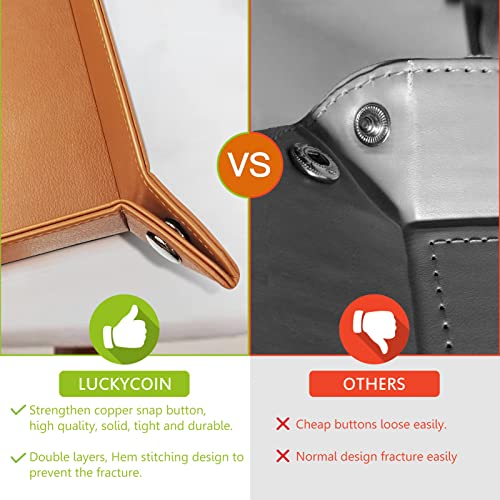 LUCKYCOIN Leather Valet Tray for Men and Women, Great Fathers Day Husband Gift, Premium Vegan Leather Storage Nightstand Organizer, Vanity EDC Catchall Tray for Keys, Wallet, Jewelry, Eyeglass, Brown