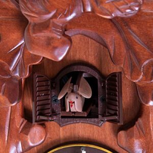 CLEVER GARDEN Large Wooden Traditional Cuckoo Clock House with Squirrels & Pendulum | Home & Kitchen Décor | Wall Clock Decoration | Bird Cuckoos on The Hour | Wood