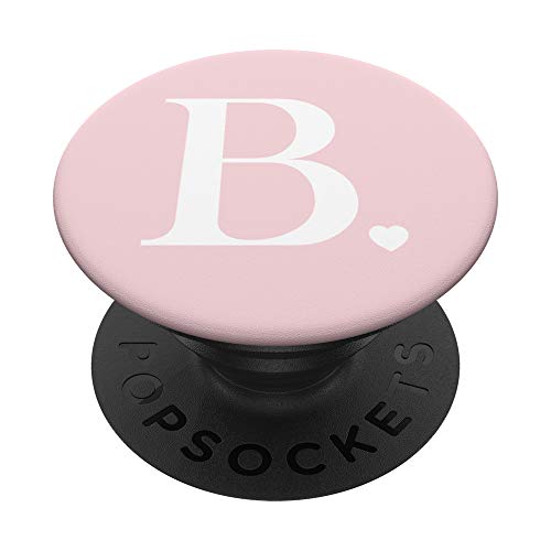 Light Pink White Monogram Letter B Initial Heart Design PopSockets Swappable PopGrip