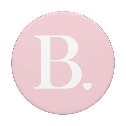 Light Pink White Monogram Letter B Initial Heart Design PopSockets Swappable PopGrip