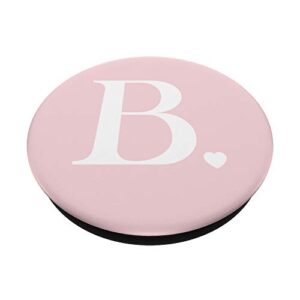 Light Pink White Monogram Letter B Initial Heart Design PopSockets Swappable PopGrip