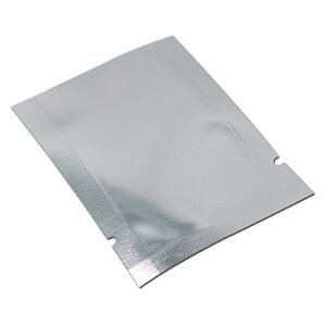 Silver Aluminum Foil Smell Proof Pouch Heat Seal Front Clear Plastic Mini Open Top Flat Vacuum Packaging Mylar Bag Food Powder Small Sample Mylar Storage with Tear Notch (200, 10x15cm(3.9x5.9 inch))