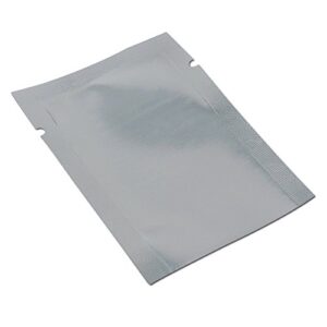 Silver Aluminum Foil Smell Proof Pouch Heat Seal Front Clear Plastic Mini Open Top Flat Vacuum Packaging Mylar Bag Food Powder Small Sample Mylar Storage with Tear Notch (200, 10x15cm(3.9x5.9 inch))