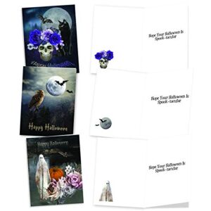 The Best Card Company - 20 Happy Halloween Note Cards Boxed (10 Designs, 2 Each) - Spooky Notecard Assortment (4 x 5.12 Inch) - Ghoulish Greetings AM9147HWG-B2x10