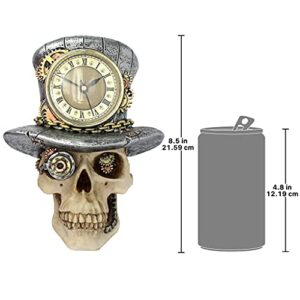 Design Toscano Steampunk Mad Hatter Skull Sculptural Wall Clock