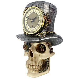 Design Toscano Steampunk Mad Hatter Skull Sculptural Wall Clock