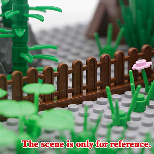 BroTex Fence Farm Accessories - MOC House Building Blocks Set, City Garden Bricks Parts Bulk Pieces, Stair Railing Bars, Assembly Toys for Creative Kids