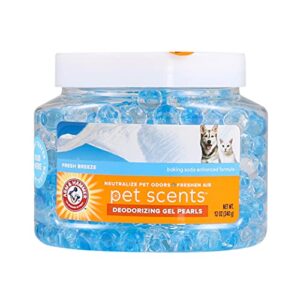 arm & hammer for pets air care pet scents deodorizing gel beads in fresh breeze | 12 oz pet odor neutralizing gel beads with baking soda | air freshener beads for pet odor elimination (ff12689)