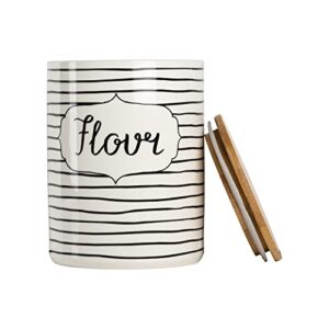 10 Strawberry Street Coffee, Sugar, Flour Kitchen Canister Set, 3 Piece, Everyday Black/White