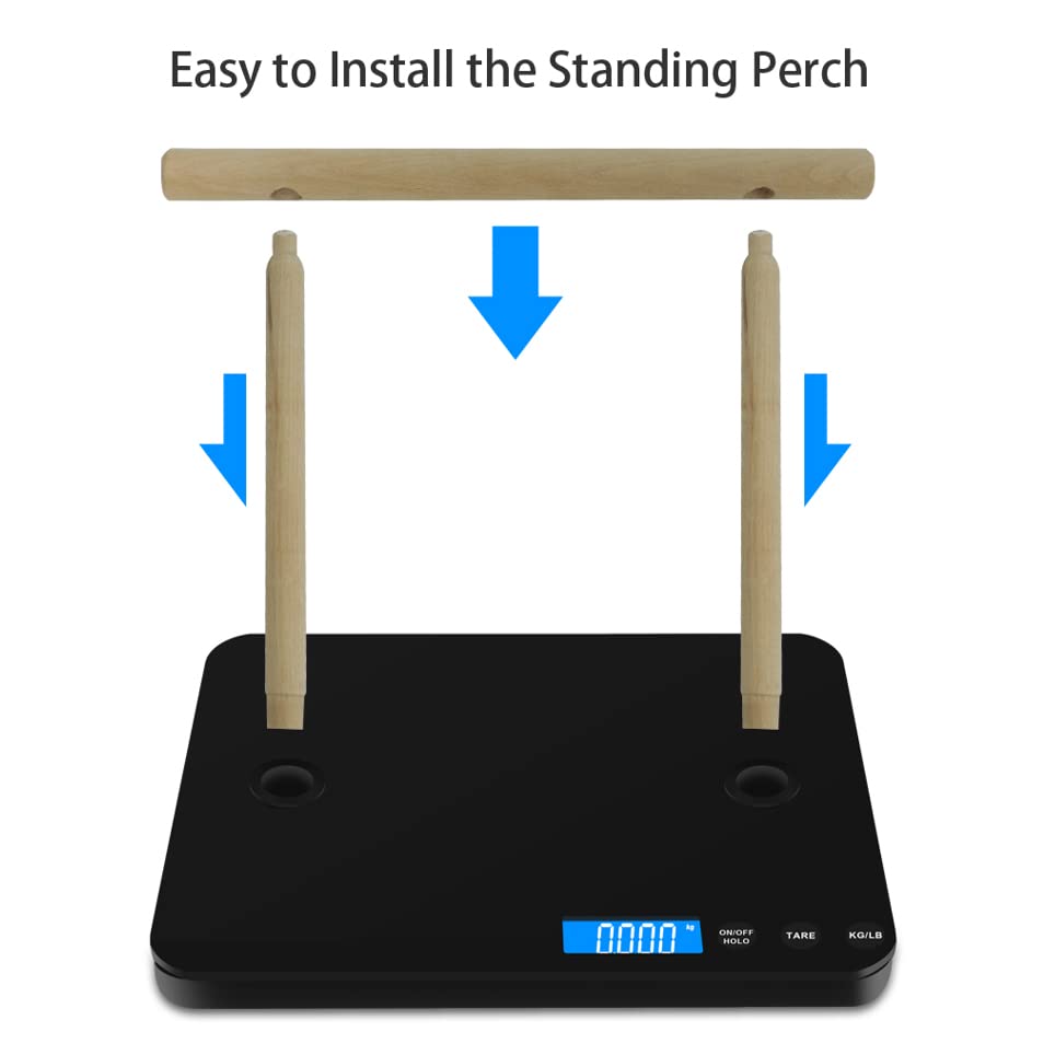 Pet Scale for Birds, Birds Weight Scale for Parrots, Capacity 44lbs(±0.03oz), High Accuracy 1 Gram Scale, Easy Install Bird Training Stand and Perch, Designed for Middle Size Birds Below 20Kgs