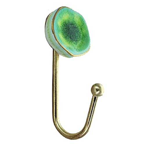 Mascot Hardware Crackle Glaze 5-1/5 in. Green & Gold Single Hook, Wall Coat Hook, Decorative Robe Hook, Scarf, Bag, Towel, Hat etc for Kitchen Bathroom Office