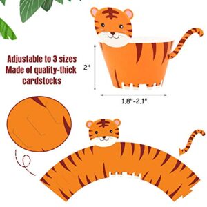 48pcs Jungle Safari Animal Cupcake Wrapper Wild One Birthday Photo Booth Props Zoo Party Supplies Baby Shower Birthday Decorations Zoo Animals Party Decor