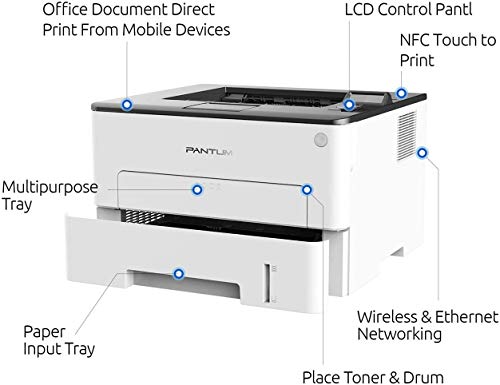 Laser Printer with WiFi Wireless NFC Duplex Two-Sided Black and White Monochrome Printing for Home Office School Student (35PPM, L2350DW-W2U36A)