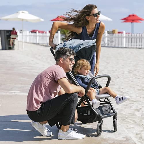 Inglesina Quid Baby Stroller - Lightweight at 13 lbs, Travel-Friendly, Ultra-Compact & Folding - Fits in Airplane Cabin & Overhead - for Toddlers from 3 Months to 50 lbs - Large Canopy, Stormy Gray