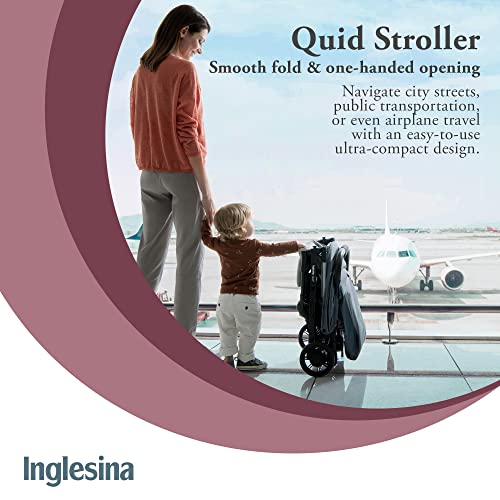 Inglesina Quid Baby Stroller - Lightweight at 13 lbs, Travel-Friendly, Ultra-Compact & Folding - Fits in Airplane Cabin & Overhead - for Toddlers from 3 Months to 50 lbs - Large Canopy, Stormy Gray