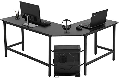 FDW Computer Desk L Shaped Gaming Desk Corner Office Desk PC Wood Home Large Work Space Study Desk Workstation,Black