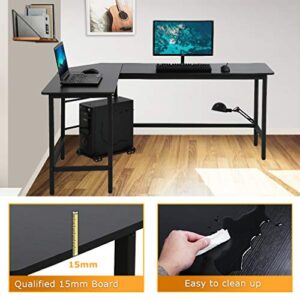 FDW Computer Desk L Shaped Gaming Desk Corner Office Desk PC Wood Home Large Work Space Study Desk Workstation,Black