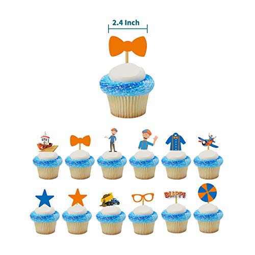 Blippi Party Supplies Birthday Decorations, 91 Pcs Party Favors - Banner, Cake Topper, Plates, Tablecloth, Knife, Fork, Spoon, Napkin and Hanging Swirls for Kids Themed Party