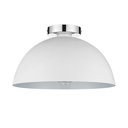 Novogratz x Globe Brady 1-Light Semi-Flush Mount Ceiling Light, Matte White, Chrome Details,61091