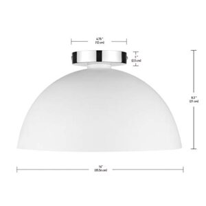 Novogratz x Globe Brady 1-Light Semi-Flush Mount Ceiling Light, Matte White, Chrome Details,61091