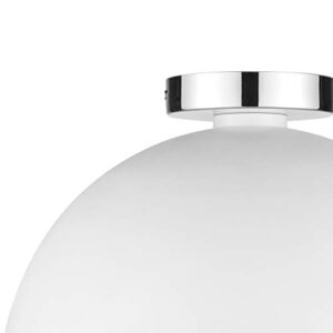 Novogratz x Globe Brady 1-Light Semi-Flush Mount Ceiling Light, Matte White, Chrome Details,61091