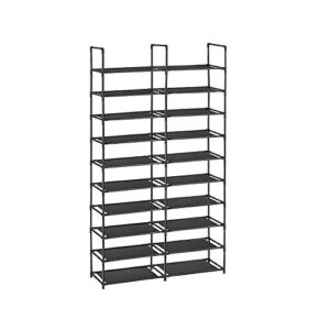 wincang 10-tiers shoe rack- durable and sturdy fabric stackable shoe shelf storage organizer for bedroom/ entryway/hallway/closet-space saving storage and organization 20-40 pairs of shoes