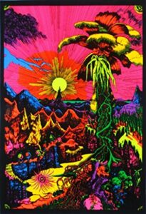 lost horizon flocked uv black light blacklight poster tropical mountain valley landscape fantasy 23x35 inch