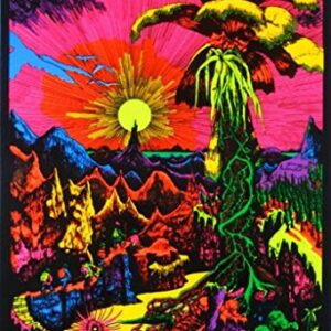 Lost Horizon Flocked UV Black Light Blacklight Poster Tropical Mountain Valley Landscape Fantasy 23x35 inch